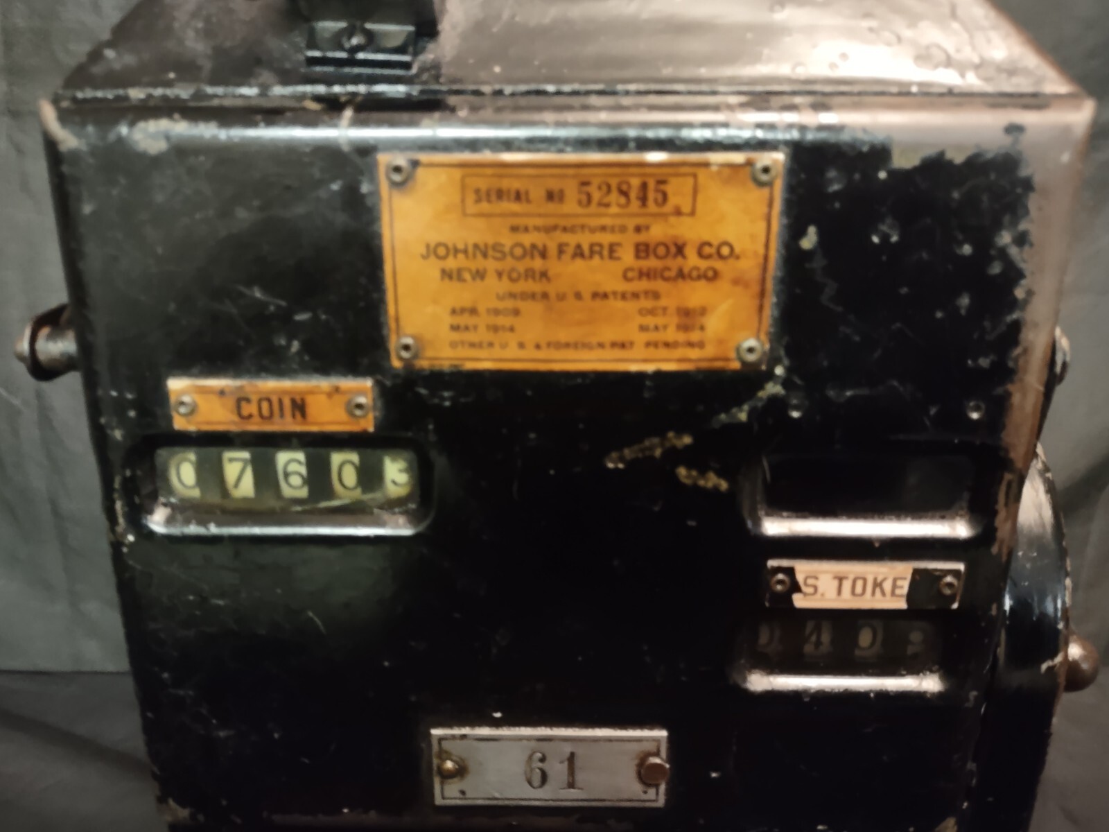 Antique Johnson Fare Box Bus Trolley Streetcar Coin Ticket Machine ...