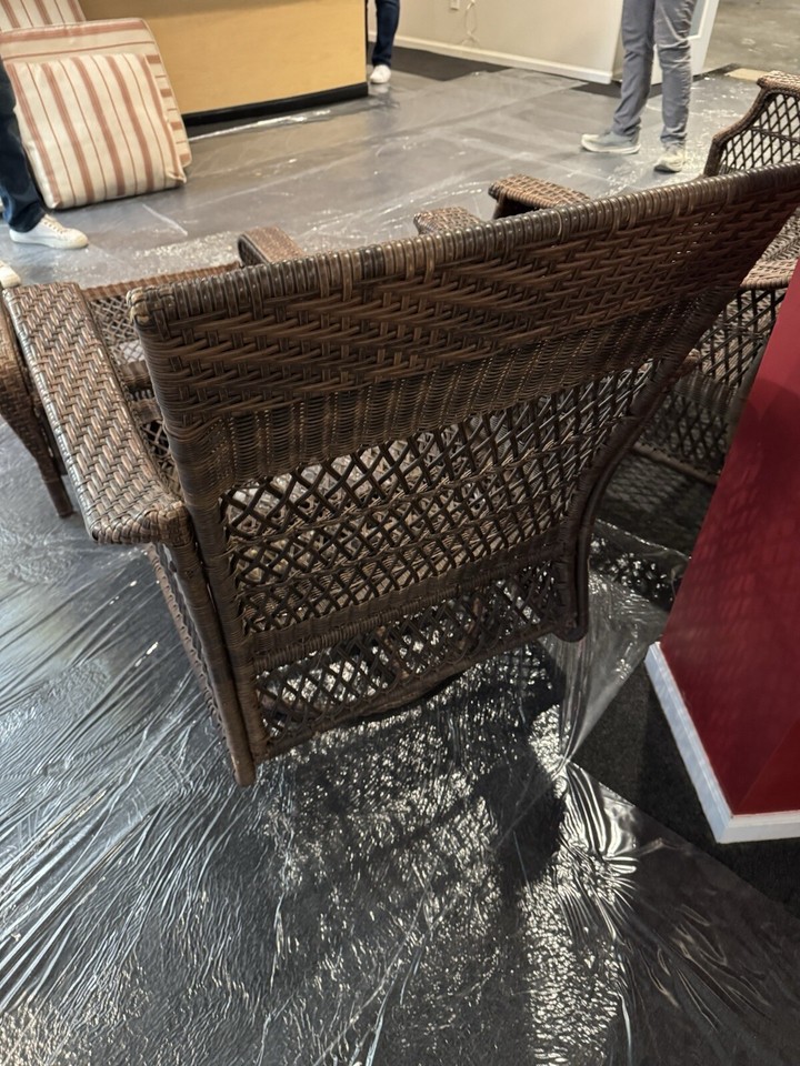 Outdoor Wicker Love Seat, Rocking Chair And Ottoman Set . Good ...