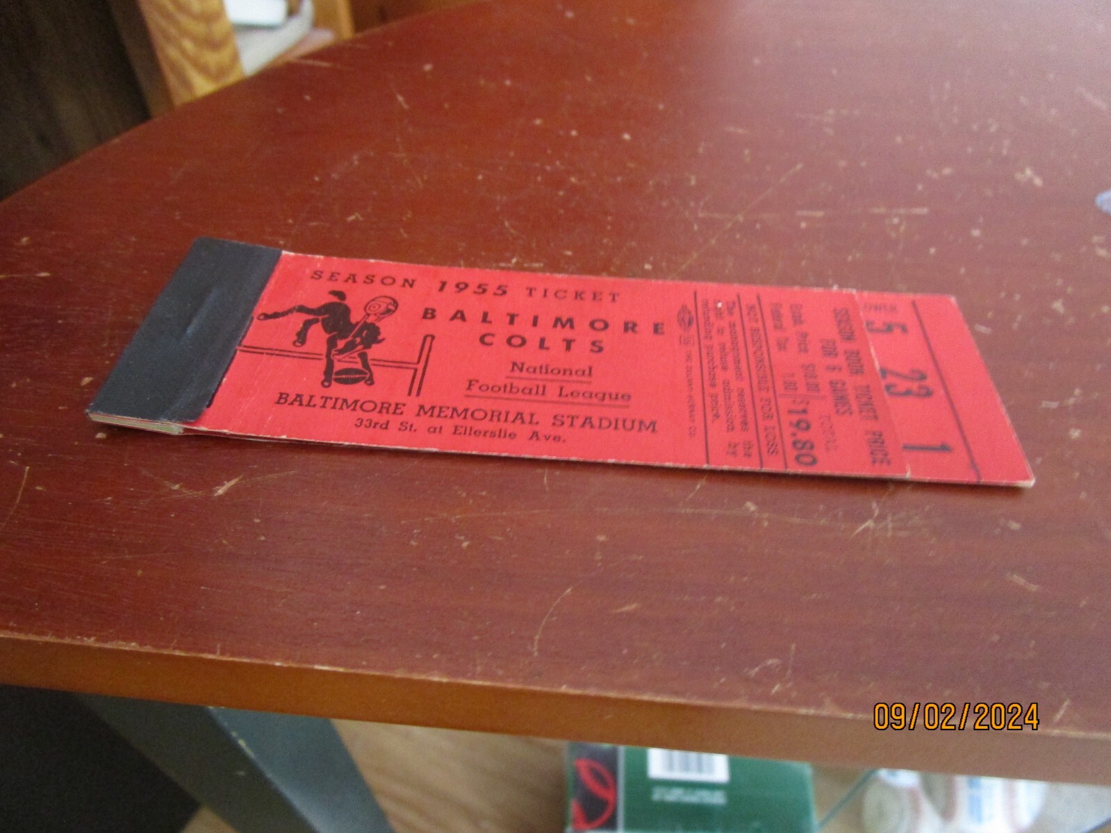 1955 Baltimore Colts Empty Football Season Ticket Booklet - shows a lot ...