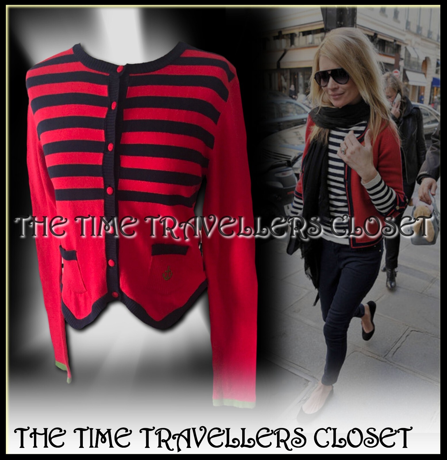 RARE Kate Moss TOPSHOP Red Navy Breton Stripe Cotton … - Gem