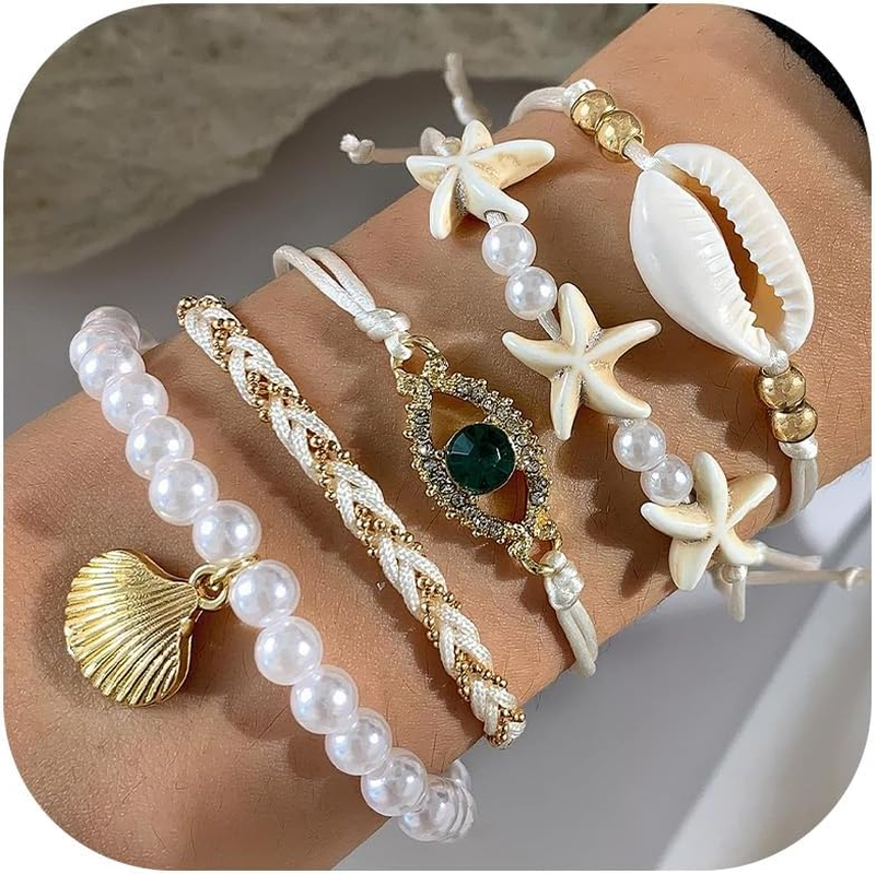 Beach Jewlery for Women Shell Starfish Charm Bracelets Summer Stuff ...