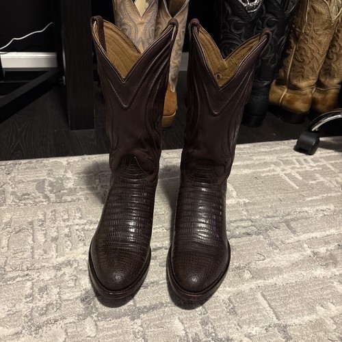Rujo the Marcus Men's Leather Cowboy Boots Brown Teju Lizard 8D | eBay