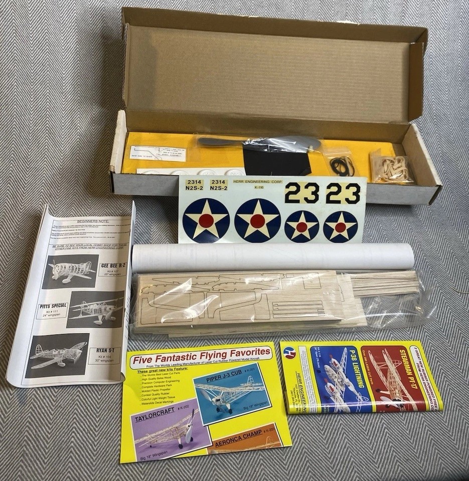Herr Engineering Stearman PT-17 Balsa Wood RC Plane Kit | eBay