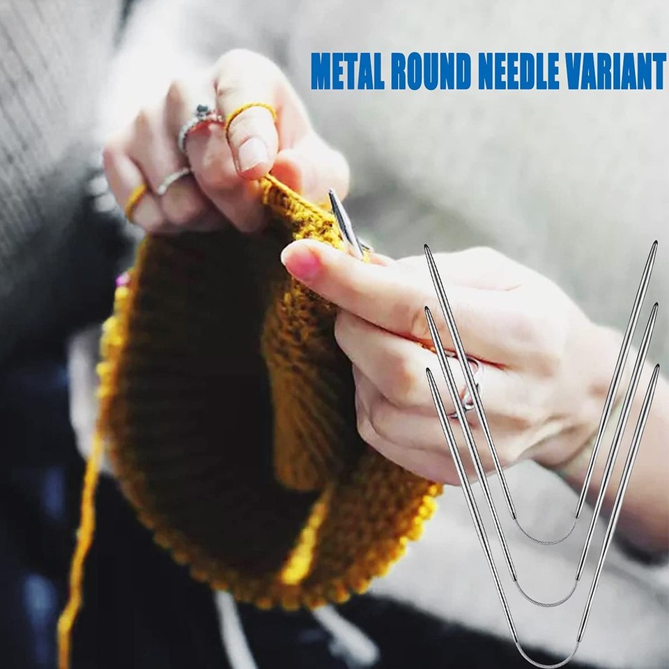 3 Pcs Metal Round Circular Knitting Needles for Sweater Hand Knitting ...