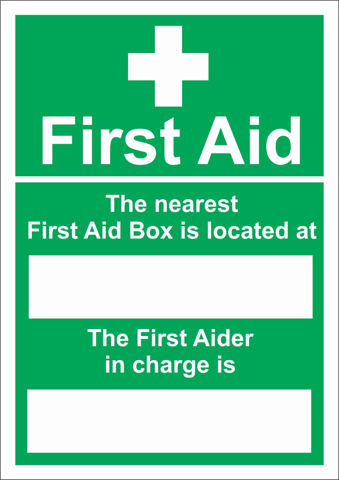FIRST AID BOX LOACTION STICKER/FOAMEX SIGN A5/A4/A3 - H&S- SITE SIGNAGE ...