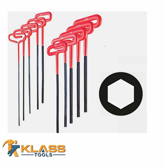 10 Piece Hex Key Set with T-Shape Handle, 3/32" to 3/8" by KlassTools ...