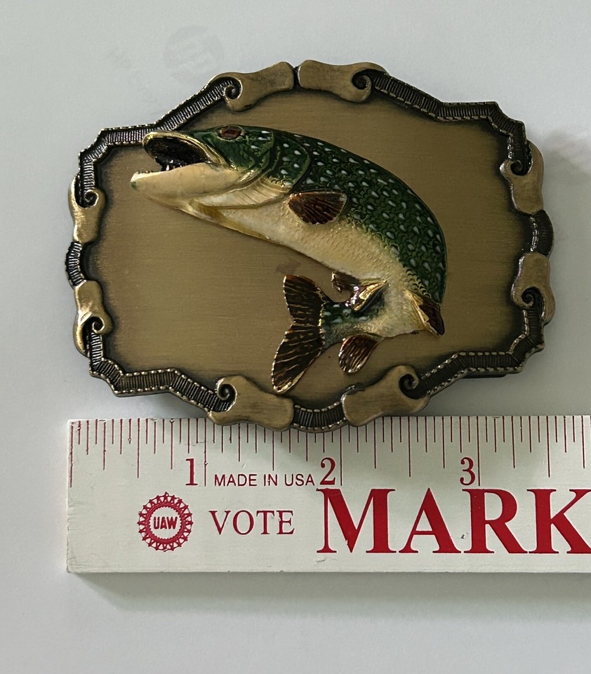 Fish Belt Buckle Men Raintree Jewelry 1977 Enameled Patent Pending 3-D ...