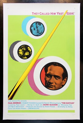 THE HUSTLER 💥 CineMasterpieces POOL BILLIARDS ORIGINAL MOVIE POSTER ...