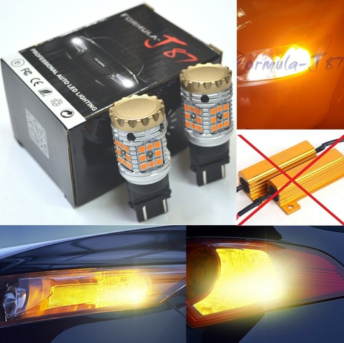 Hyper Flash Free LED Light 4114 Amber Two Bulbs DRL Daytime Replace ...