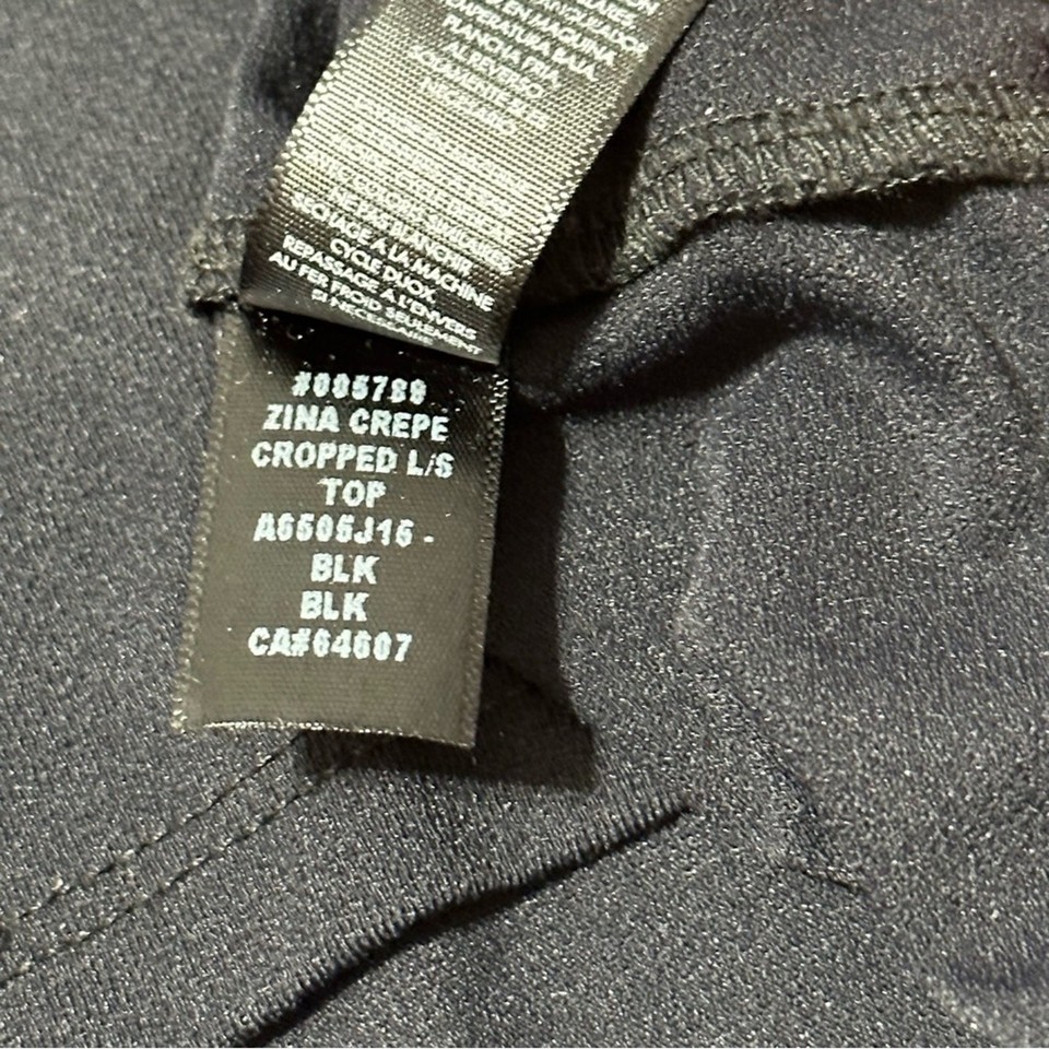 Koral Women’s Size L Black Zina Crepe Long Sleeve Side Drawstring Crop ...