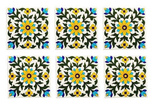 Traditional Handmade Decorative Ceramic Tiles 6 X 6 Inch Pack of 6 ...