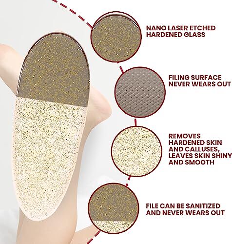 3pc Nano File Set Professional Heavy Duty Glass Nail Files with Case ...