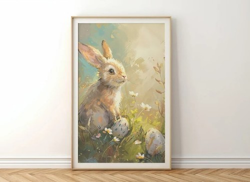 Easter Bunny Art Print, Nursery Wall Art Spring Animal Poster | eBay