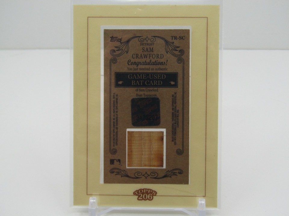 SAM CRAWFORD 2002 TOPPS 206 FRAMED MINI GAME-USED BAT RELIC- TIGERS ...