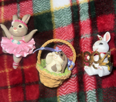 3 Hallmark Bunny Rabbit Ornaments -Ballet - Basket - 1994 | eBay