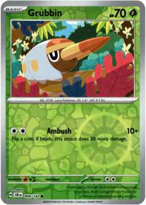 Grubbin - 009/142 - Reverse Holo Stellar Crown Pokémon Card - NM/M! | eBay