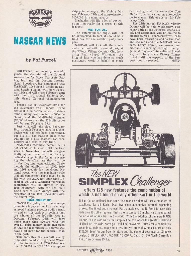 1960 Simplex Challenger Twin Go-Kart Ad / | eBay