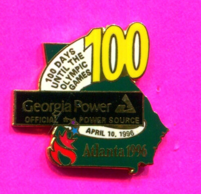 1996 OLYMPIC PIN RARE GEORGIA POWER PIN 100 DAYS UNTIL THE GAMES PIN ...