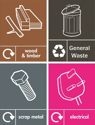 Recycling waste signs - Wood - Metal - Electrical WEEE - Waterproof ...