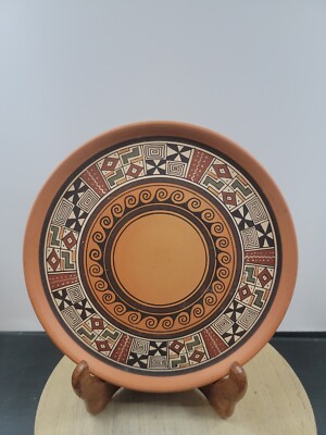 Peru Decorative Terracotta Red Clay Plate Hand-Painted Folk Art 8" | eBay