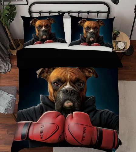 3D Boxer Pet Dog Boxing Club O117 Bed Pillowcases Quilt Cover Duvet ...