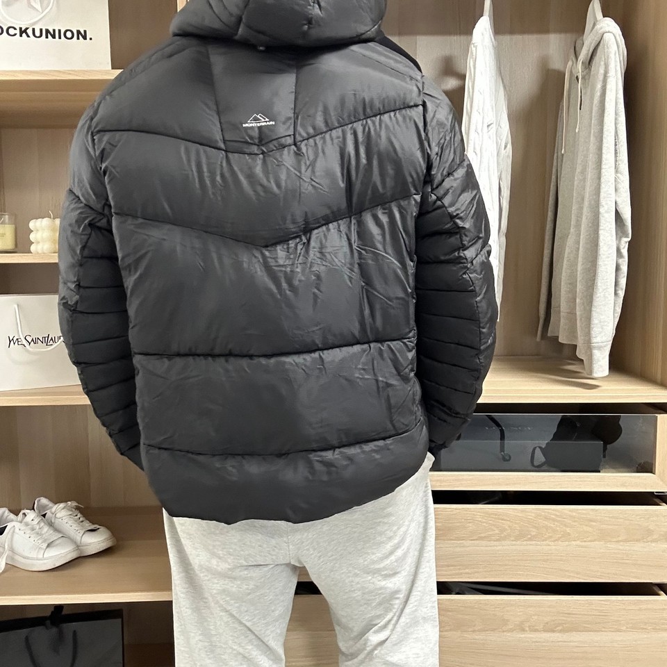 Monterrain Mens Blanc Puffer Jacket Black Size XL Outdoor Winter Hooded ...