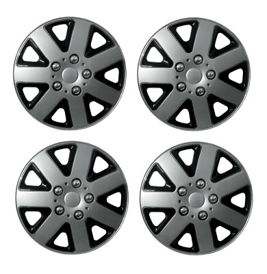 14 Inch Universal Wheel Trims Car Covers Black Silver Plastic 14” Set ...