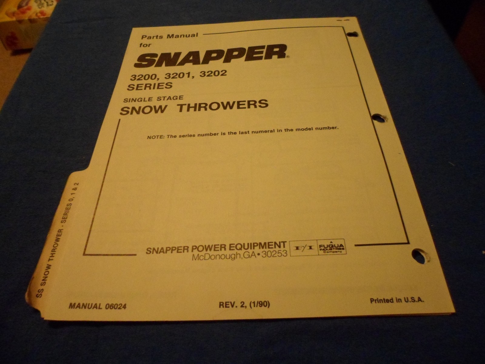 (DRAWER 22) Snapper 3200 3201 3202 Series Snow Throwers Parts Manual ...