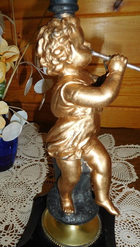 Antique Figure Oil Lamp, "Flute Player", complete table lamp | eBay