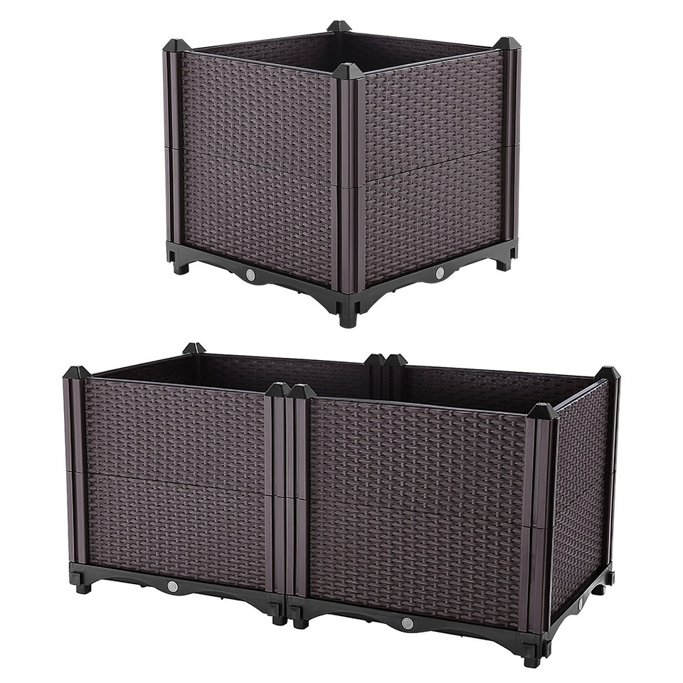 Outdoor Raised Garden Bed Herbs Patio Grow Planter Box with Self ...