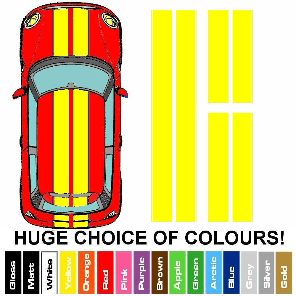 MINI Bonnet + Roof + Boot Vinyl Stripes - Full Car Kit Racing Decals ...