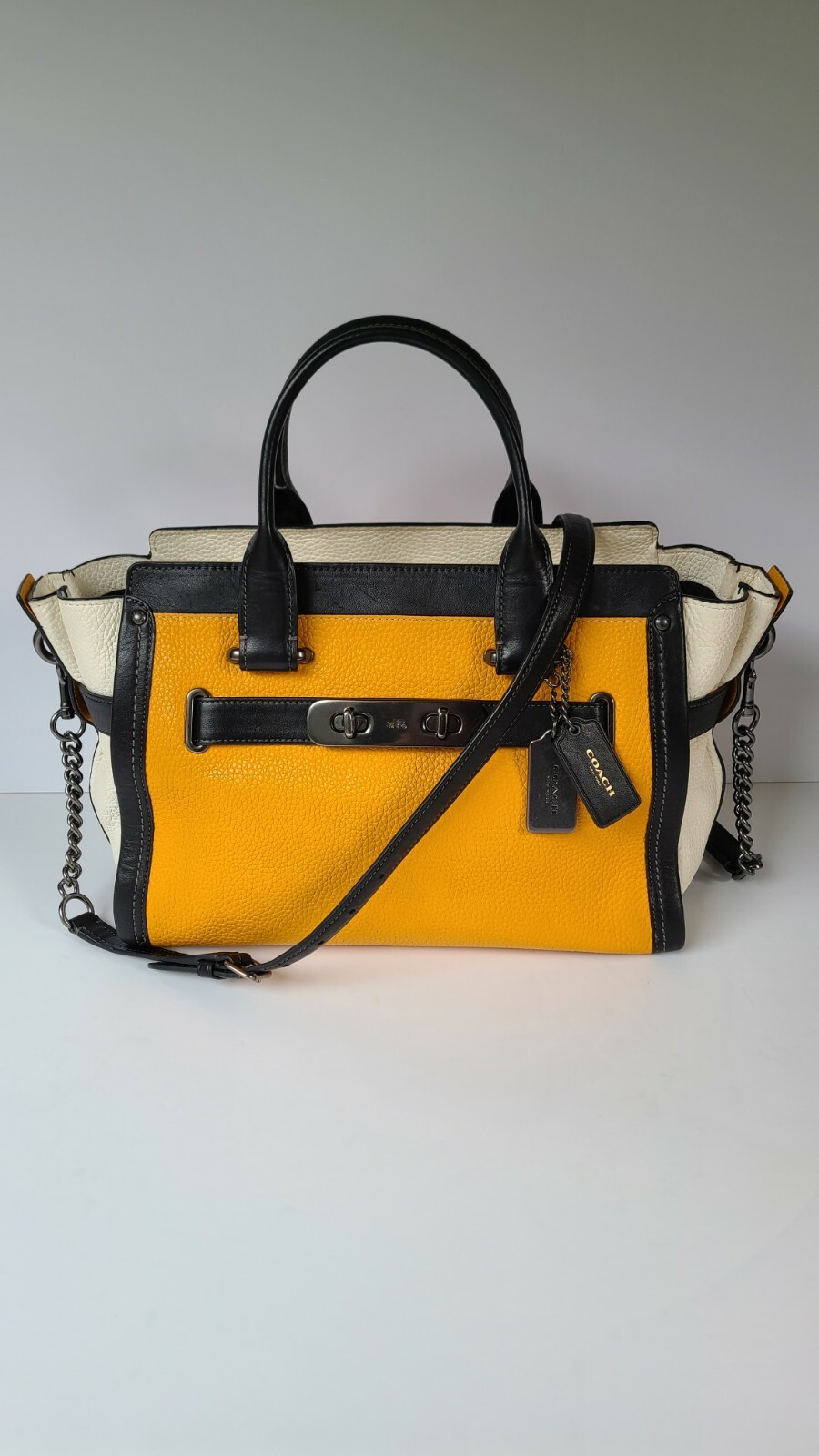 COACH Swagger Colorblock Pebbled Leather Satchel Cros… - Gem