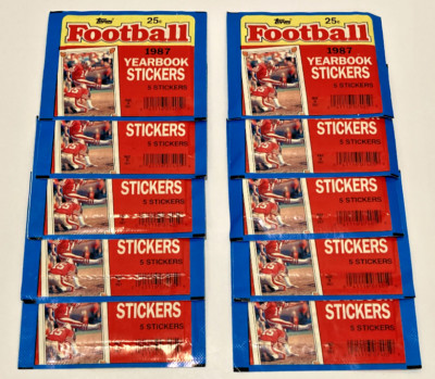 (10) Vintage TOPPS Football 1987 Yearbook Stickers, Near Mint, Factory ...