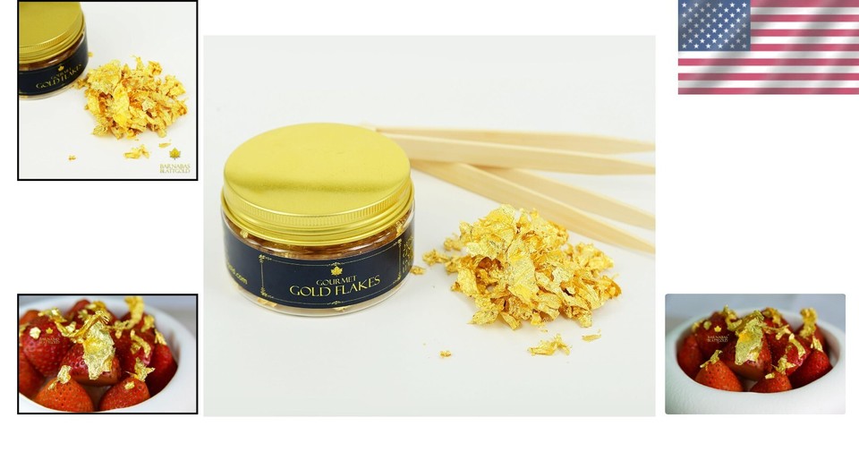 Premium 150mg Edible Gold Leaf Flakes with Bamboo Tweezers for Cake ...