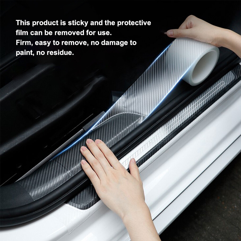 Car Door Sill Protector Edge Sticker Carbon Fiber Rubber DIY Bumper ...