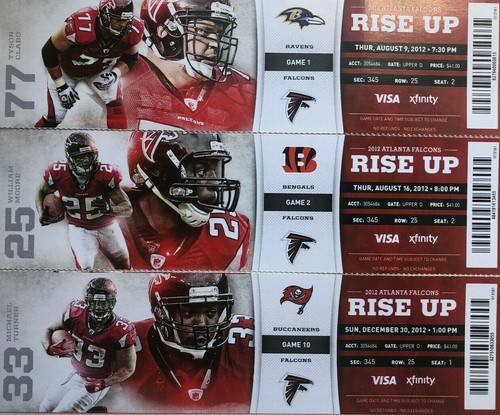 2013-2014-2015-2016 Atlanta Falcons Season Ticket Stubs - Mint ...