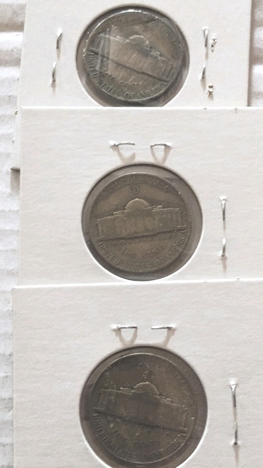 1944 P-D-S Jefferson Nickel Set 35% Silver War Nickels, Nice Condition ...