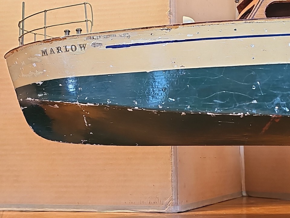 Antique Marlow Cabin Cruiser Steam Engine Boat Yacht Wooden Scale Model ...