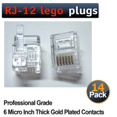 RJ12 6P6C Modular Plugs with RIGHT Latch Offset Tab for Lego NXT EV3 ...