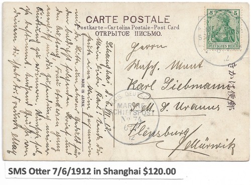 German Marine Seapost: SMS Otter 7/6/1912 in Shanghai, China (M6286) | eBay