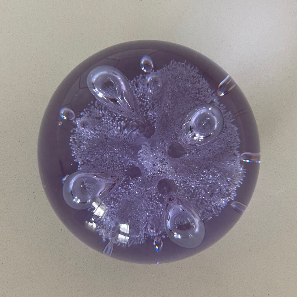 Caithness Moonflower Purple Art Glass Paperweight Signed Numbered ...