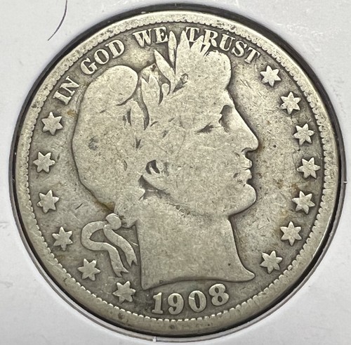 1908 BARBER SILVER HALF DOLLAR GRADES VERY GOOD ACTUAL COIN #2445 | eBay