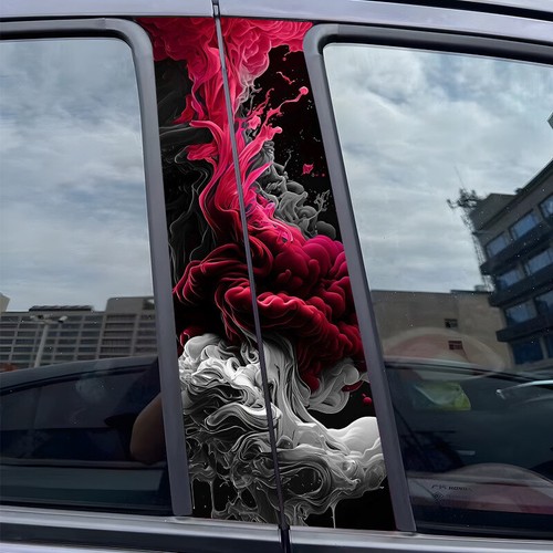 2pcs Red clouds Car Center Pillar Sticker B-pillar Protective Film ...