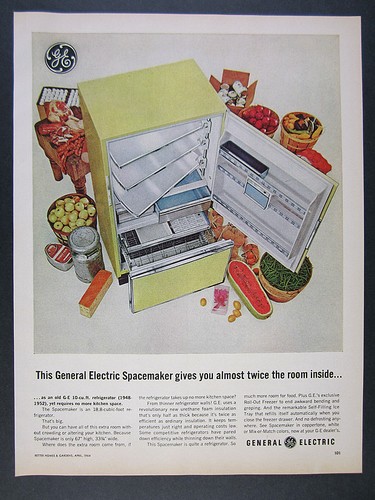 1964 GE General Electric Spacemaker Refrigerator yellow fridge vintage ...