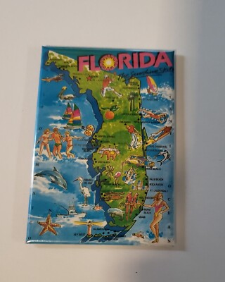 FLORIDA The Sunshine State Map Landmark Fridge Magnet Souvenir 2" x 3 ...