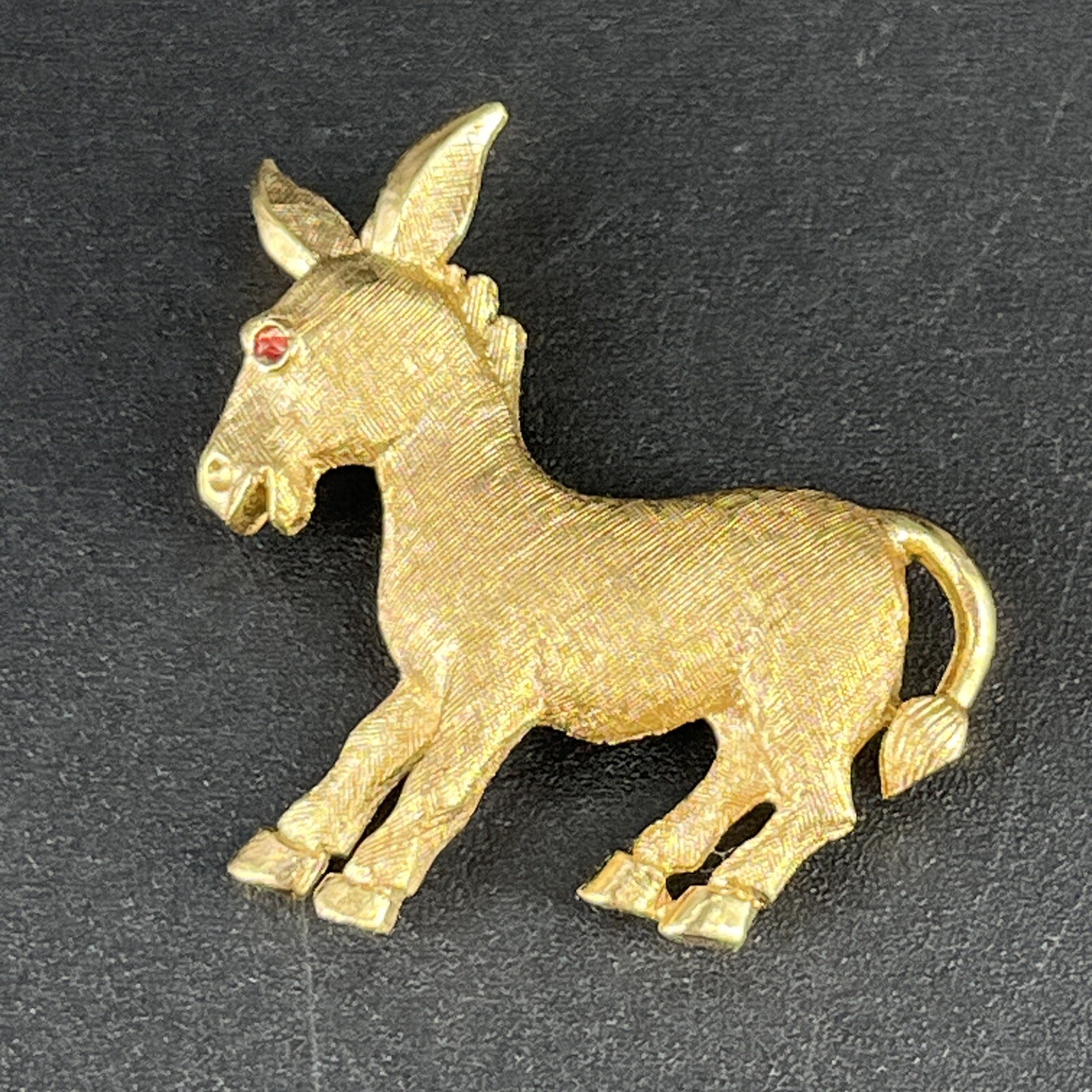 Vintage Trifari Donkey Pin Brooch Ruby Red Eye Brushe… - Gem