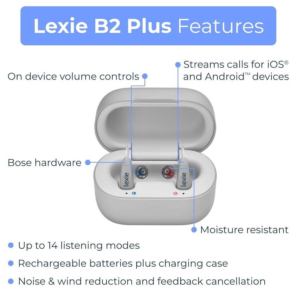 Lexie B2 Plus OTC Hearing Aids Powered by Bose Rechargeable Self ...