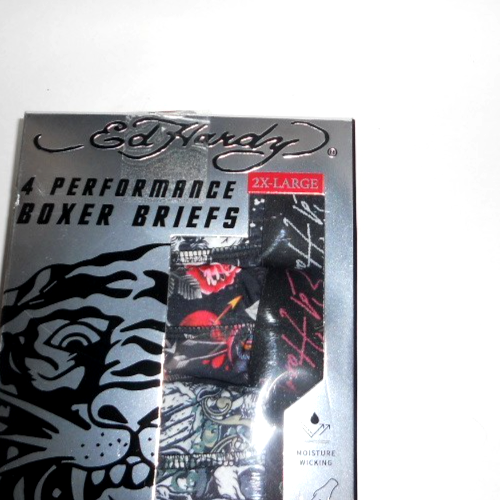 4 Pack ED HARDY Men 2XL Performance Boxer Briefs Multicolor New Lt Wear ...