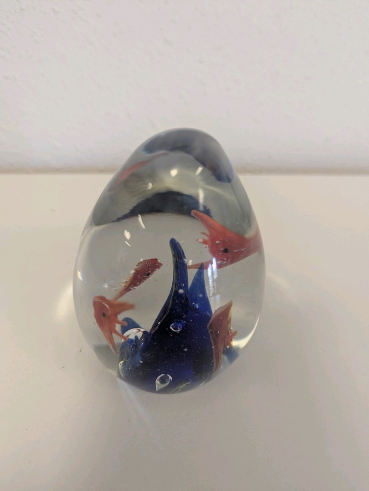 Vintage Art Glass fish aquarium paperweight Hand blown undersea 4 in ...