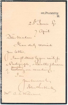 John LUBBOCK, 1st Baron Avebury / Autograph Note Signed | eBay